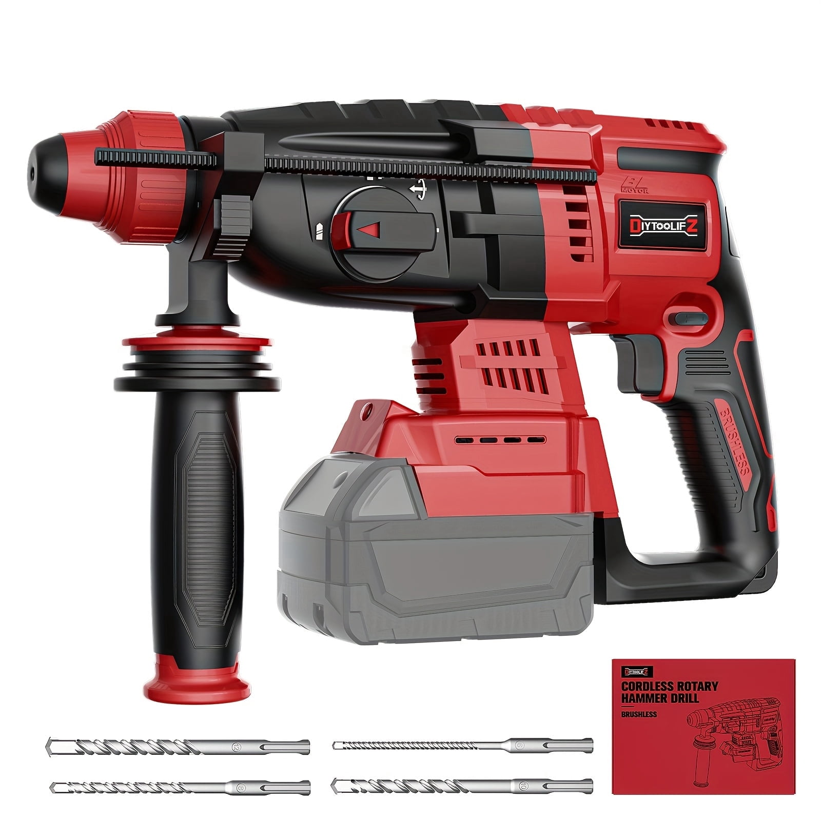 Cordless Rotary Hammer Drill Compatible with 18V Battery, Brushless SDS ...
