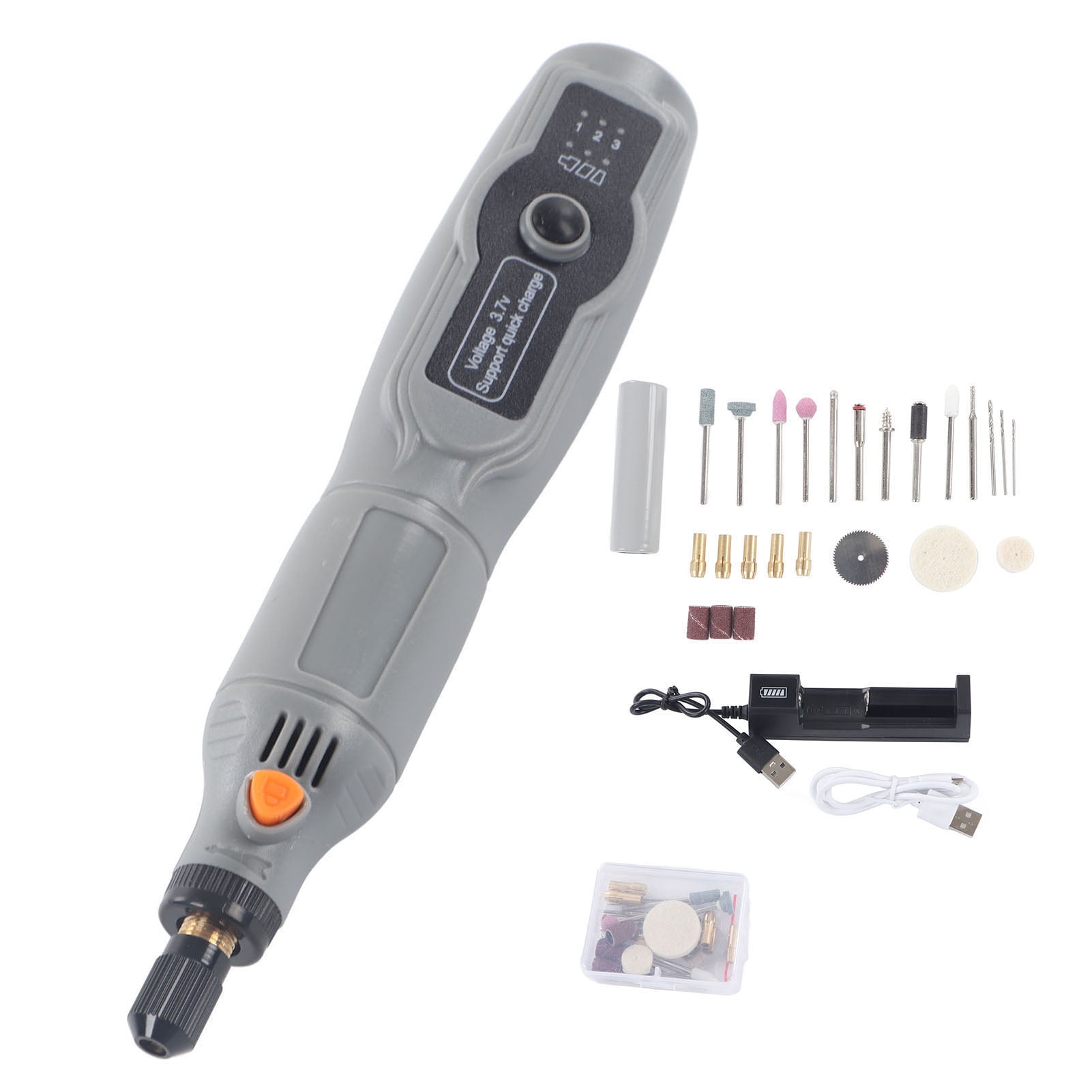 Cordless Rotary Tool Kit 3.7V Mini Electric 15000RPM 3 Speed Adjustable ...