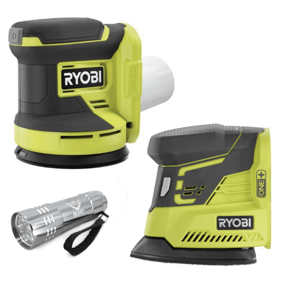 Cordless Sander Bundle, 18-Volt ONE+ with Ryobi 5 Inch Random Orbit Sander, Corner Cat Finish ...