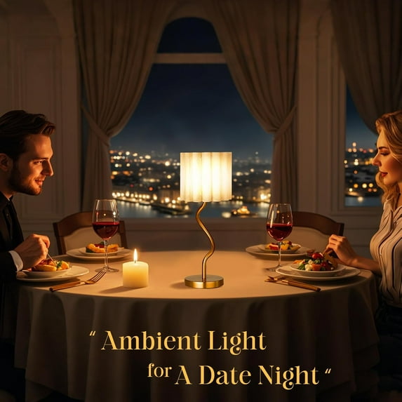 Cordless Scalloped Table lamp, Modern Brass Lamp for Bedside Restaurant ...