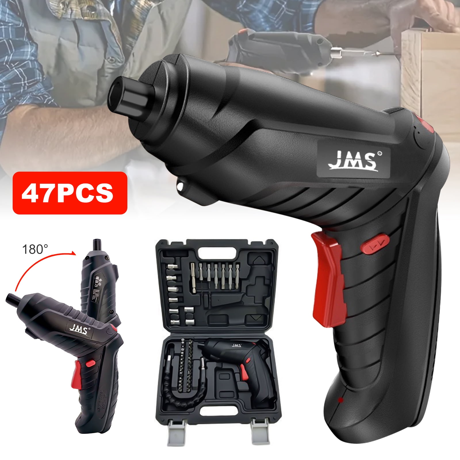 Cordless Screwdriver，3.6V Rechargeable Electric Screwdriver Kit, 47 in ...