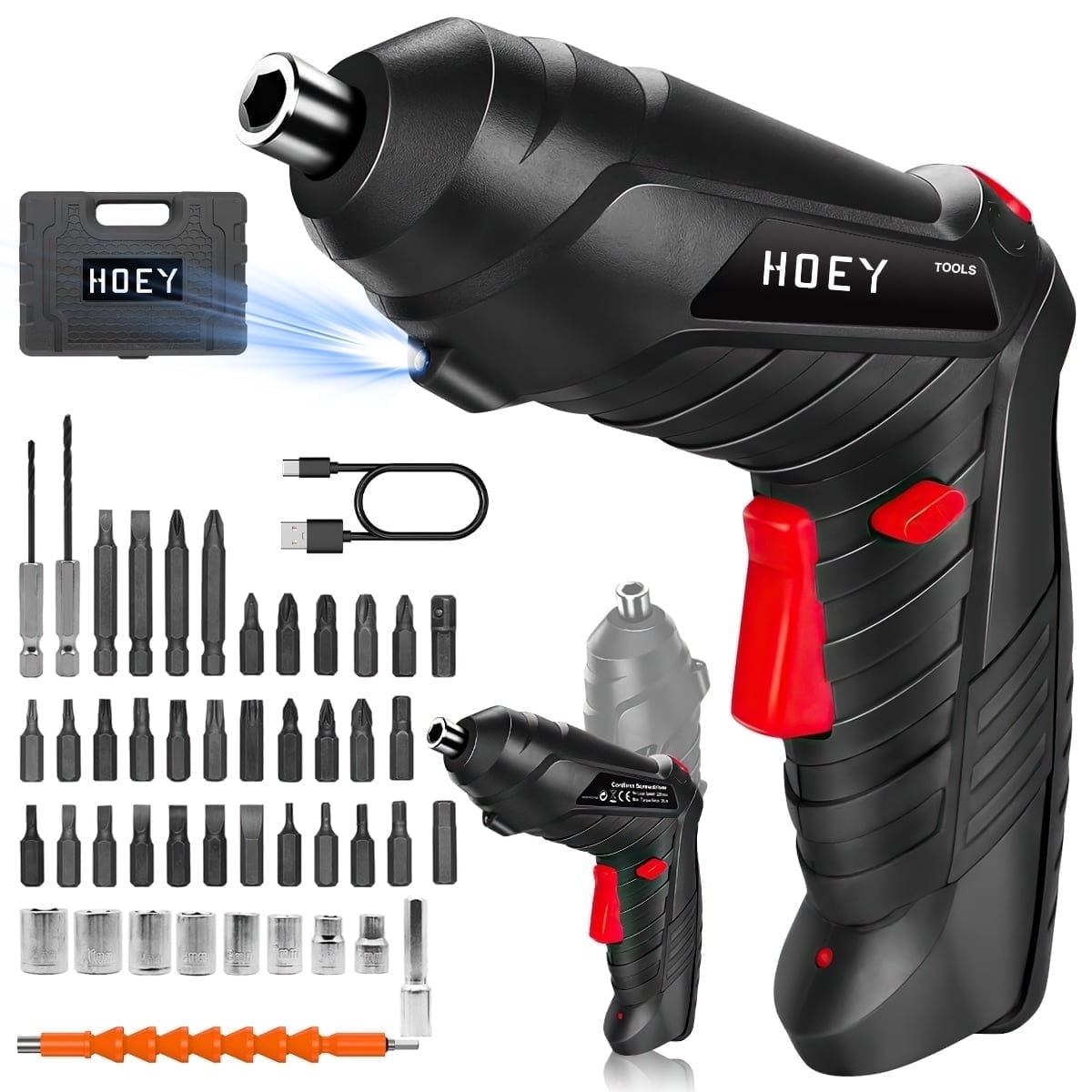 Cordless Screwdriver, 47 in 1 Electric Screwdriver,Dual Position Handle ...