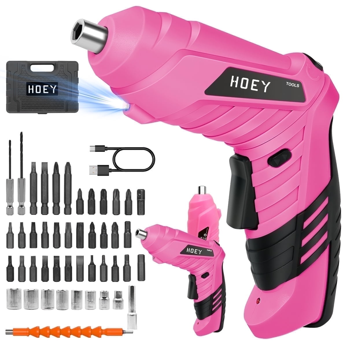 Hoey Cordless Screwdriver, 47 in 1 Electric Screwdriver Kit, Dual ...