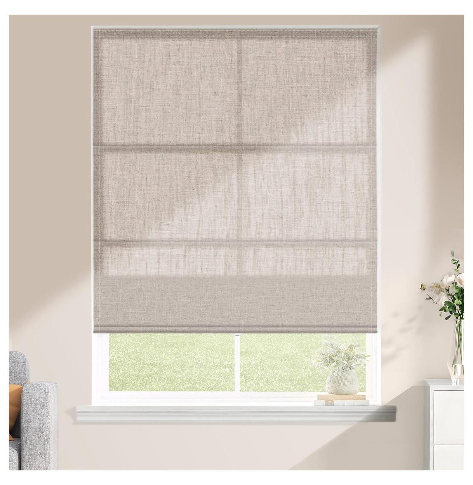 Cordless Shades for Windows, Light Filtering Pull Down Sheer Blinds ...