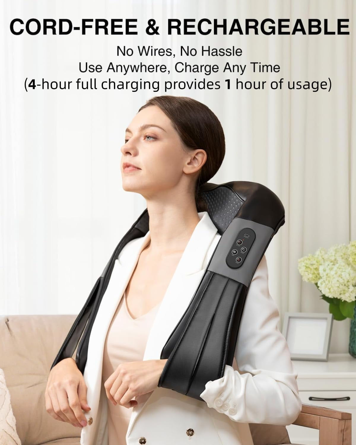 Cordless Shiatsu Neck and Back Massager with Soothing Heat ...
