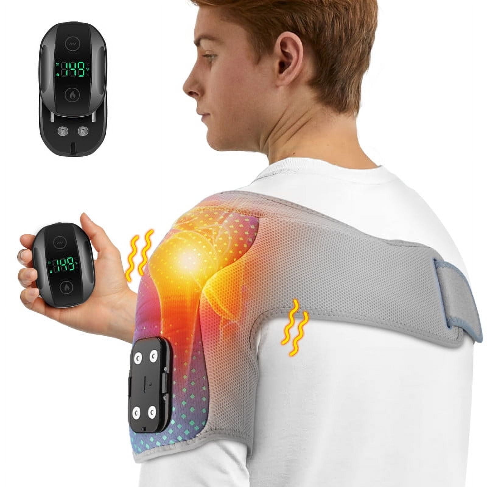 Cordless Shoulder Heating Pad, Adjustable Heated Shoulder Wrap with ...
