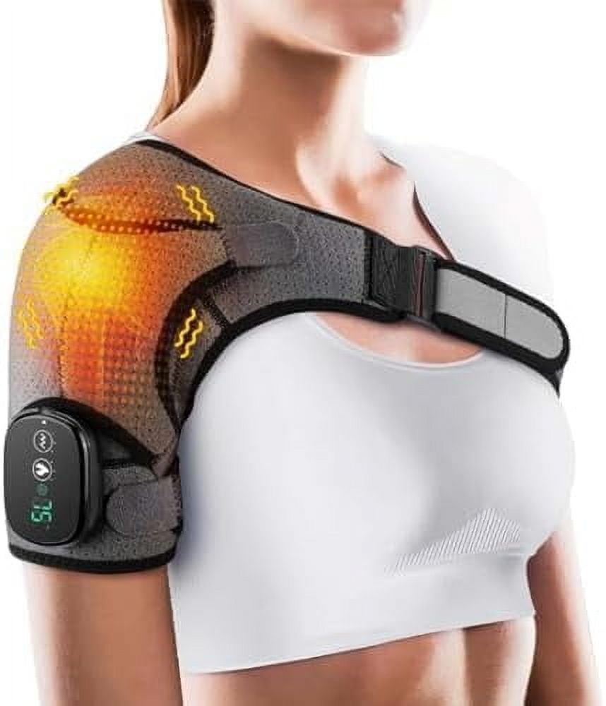 Cordless Shoulder Heating Pad with Massage,with 3 Heat& Vibration Modes ...