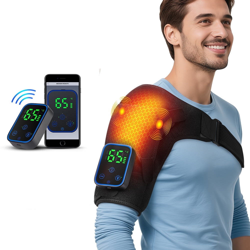 Cordless Shoulder Heating Pad & Massager, Heated Shoulder Brace with ...