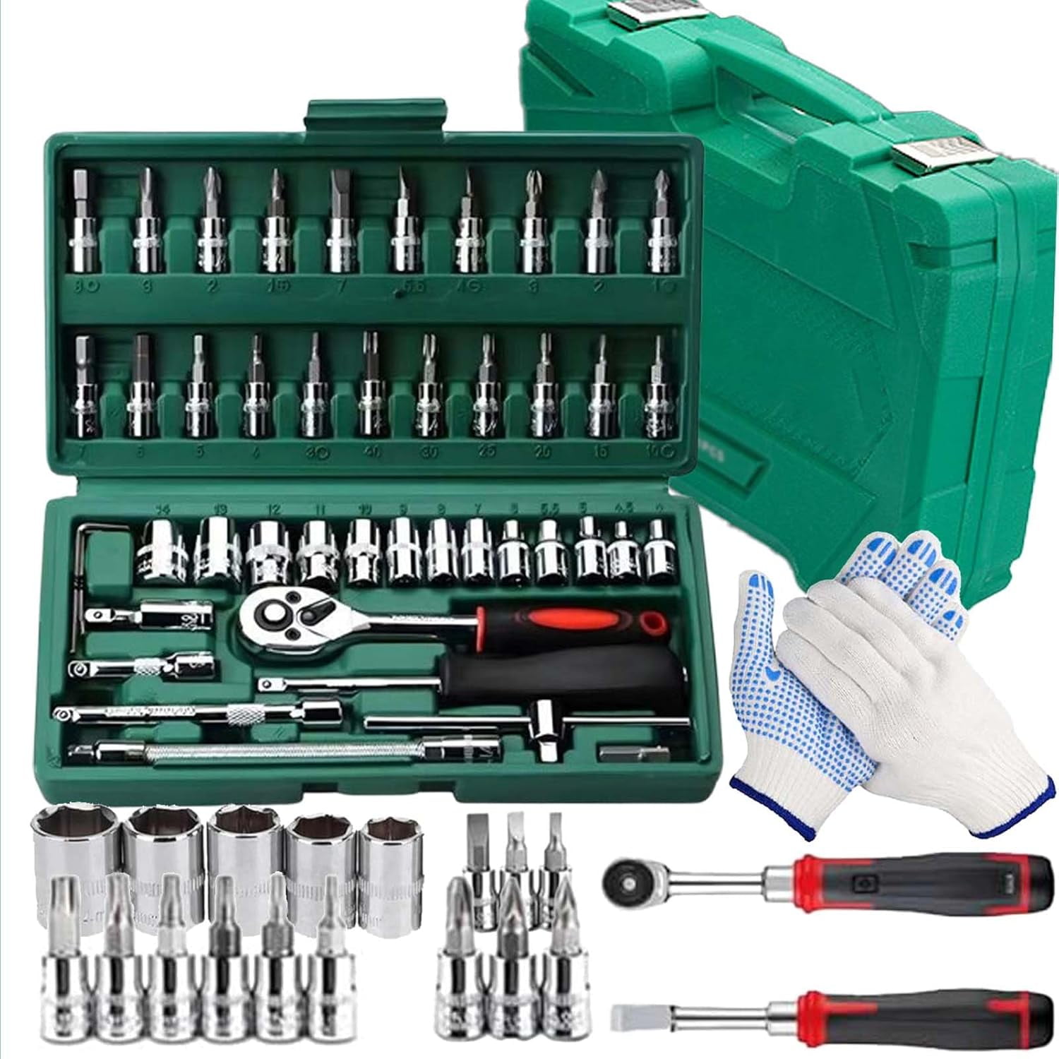 Cordless Slim Ratchet Set, 1/4 Inch Drive Socket Ratchet Wrench Set ...