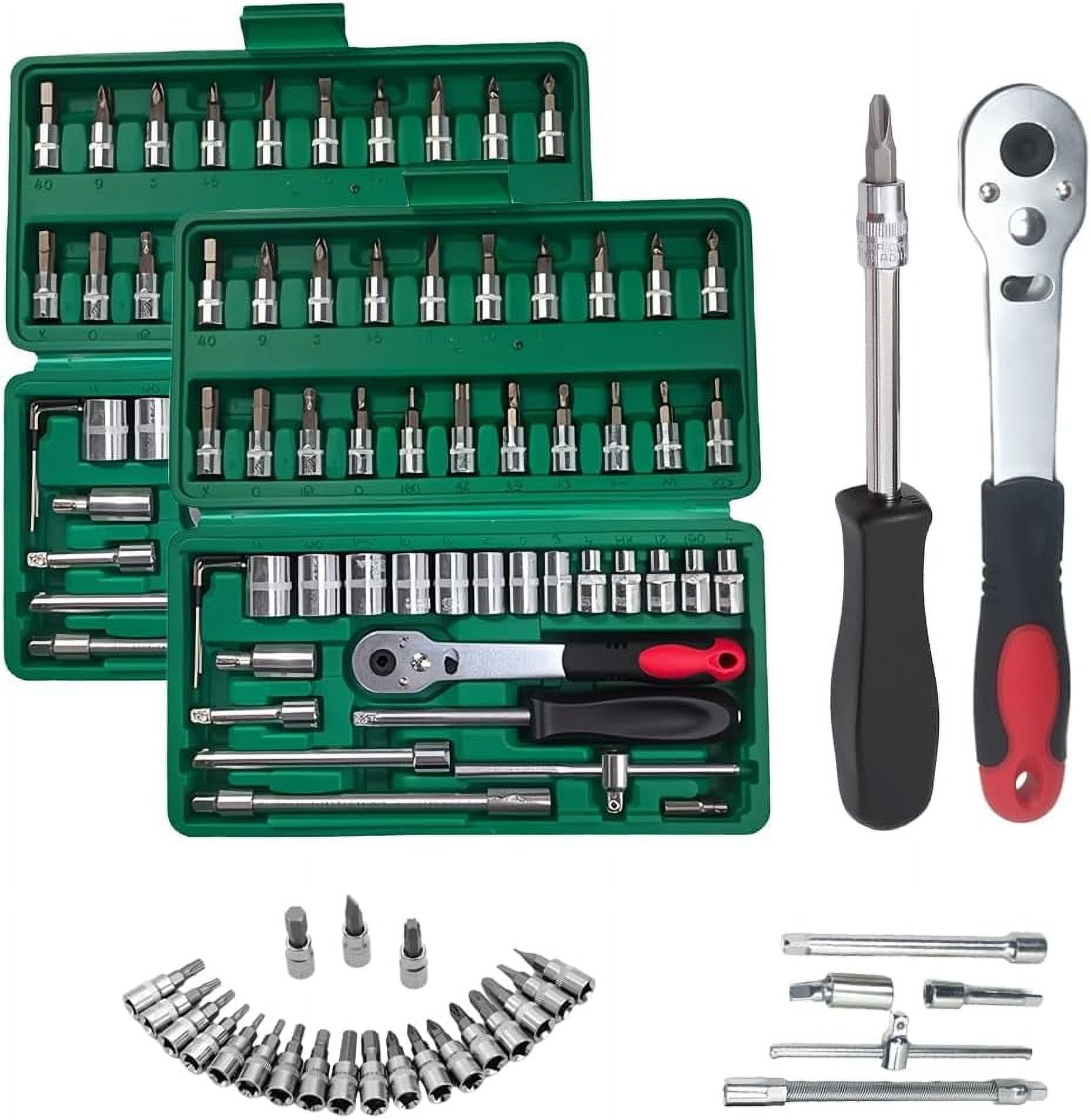Cordless Slim Ratchet Set, 2025 New Slim Electric Ratchet 46 Piece 1/4 ...