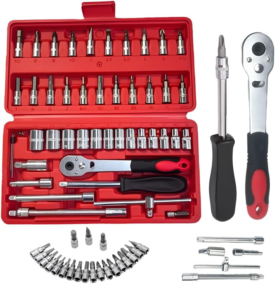Cordless Slim Ratchet Set, 2025 New Slim Electric Ratchet 46 Piece 1/4 ...