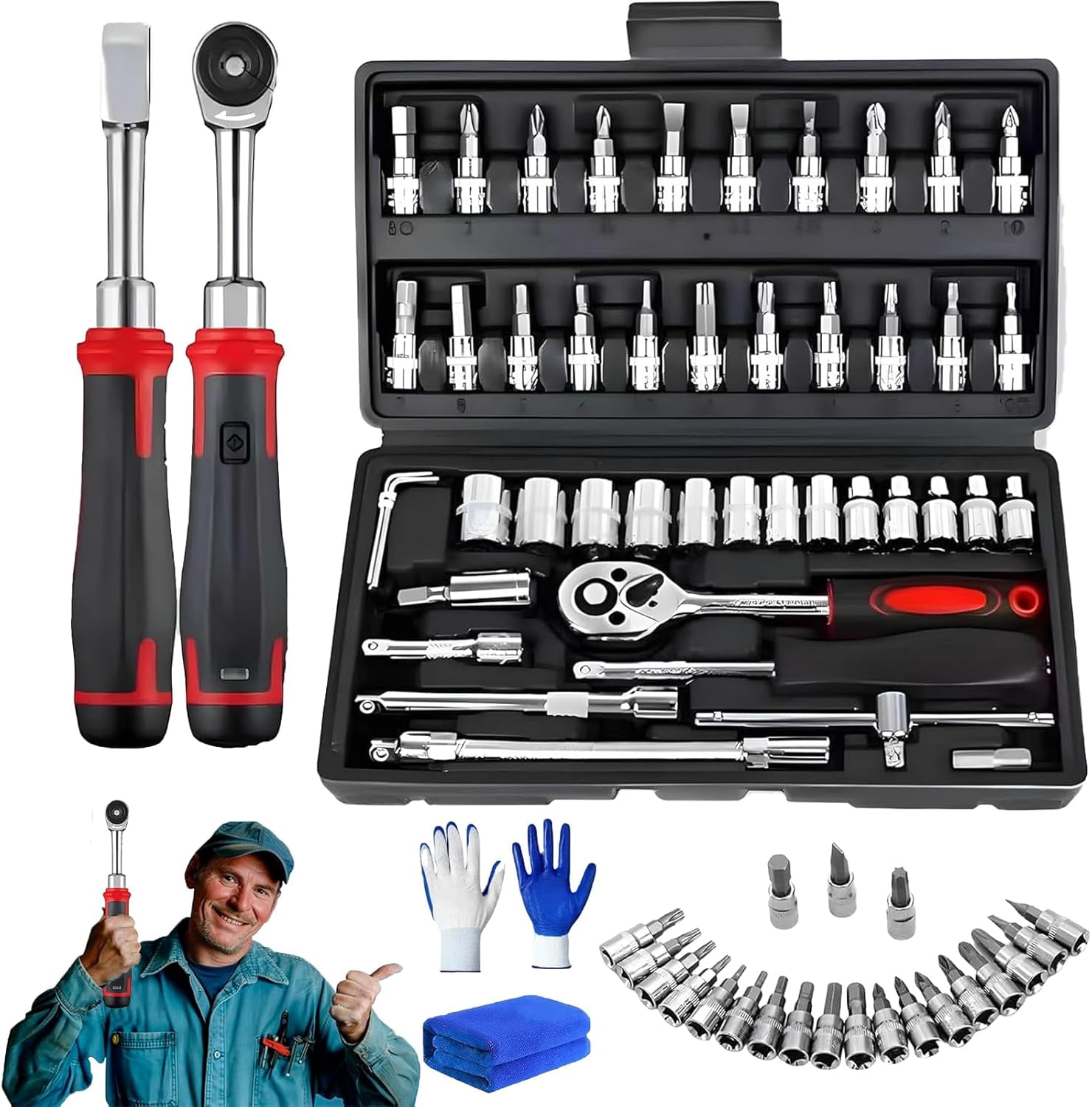 Cordless Slim Ratchet Set,2025New Slim Ratchet, Ratchet 3/8 Drive,Power ...
