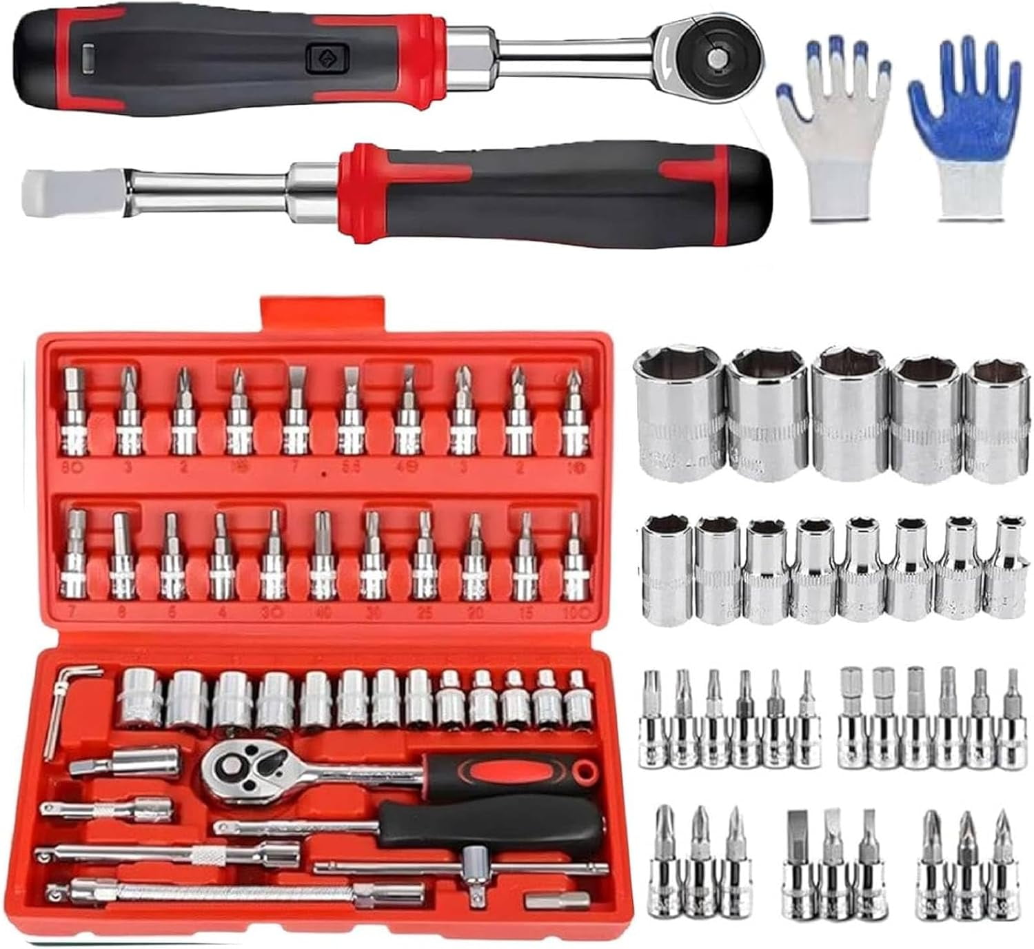 Cordless Slim Ratchet Set, 46 Piece 1/4-Inch Power Ratchet Wrench Kit ...