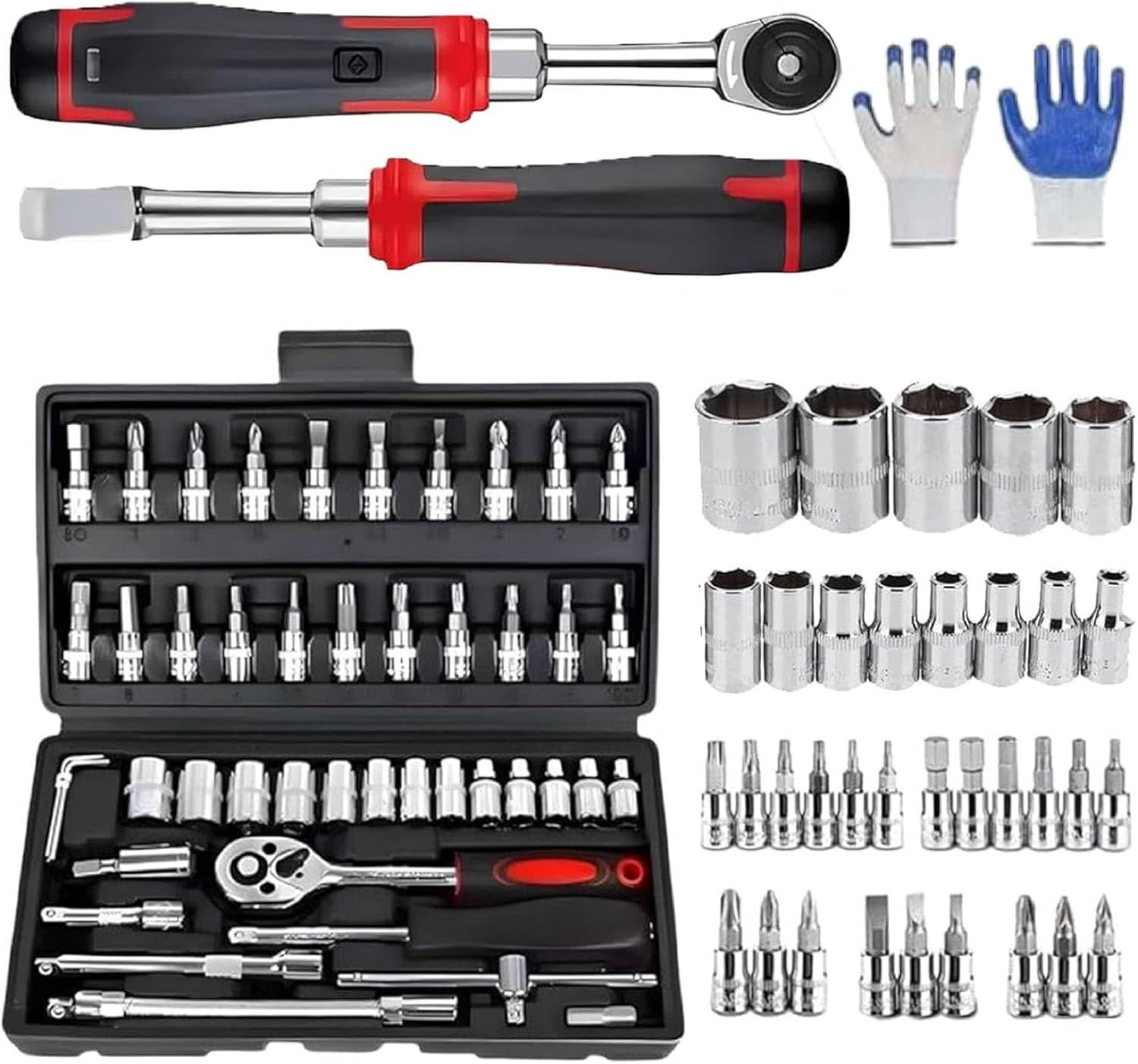 Cordless Slim Ratchet Set, 46 Piece 1/4-Inch Power Ratchet Wrench Kit ...