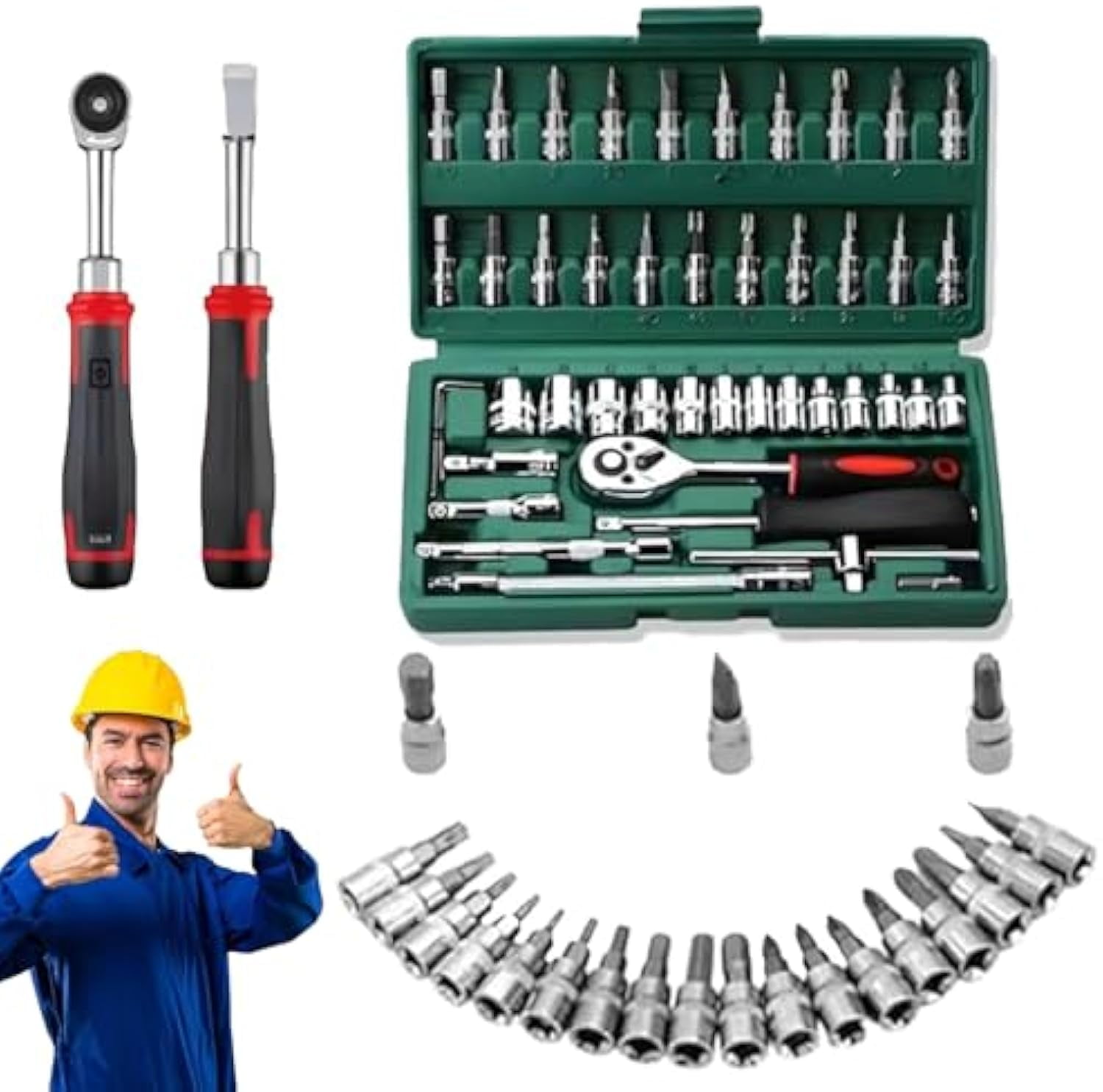 Cordless Slim Ratchet Set, Power Ratchet Wrench Kit, 1/4 inch Drive ...