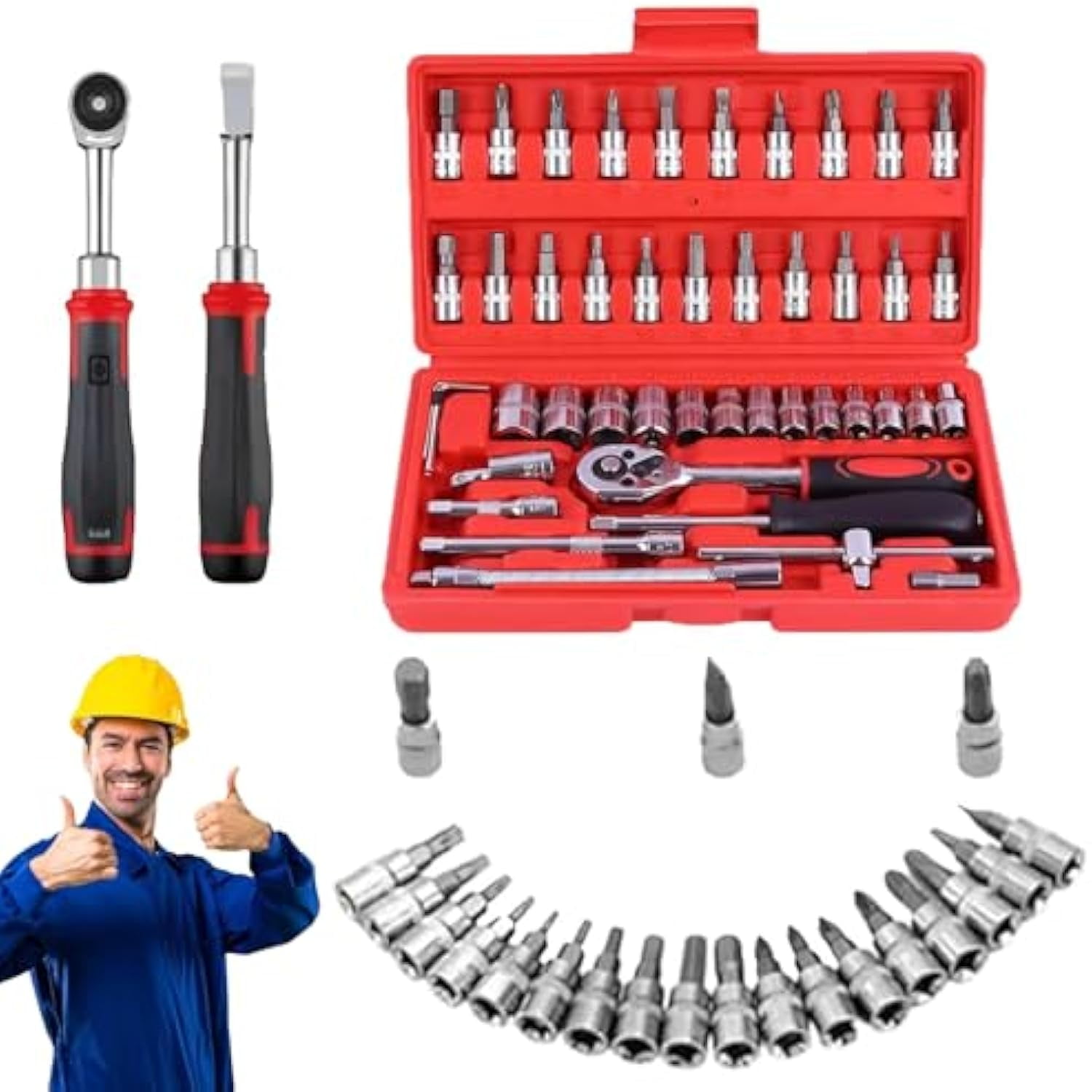 Cordless Slim Ratchet Set, Power Ratchet Wrench Kit, 1/4 inch Drive ...
