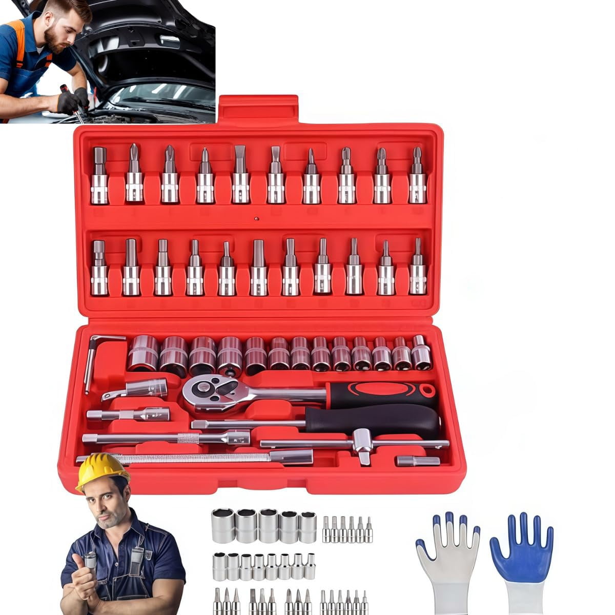 Cordless Slim Ratchet Set,Ratcheting Wrench Set,2025 New Electric Slim Ratchet Wrench With 46 ...