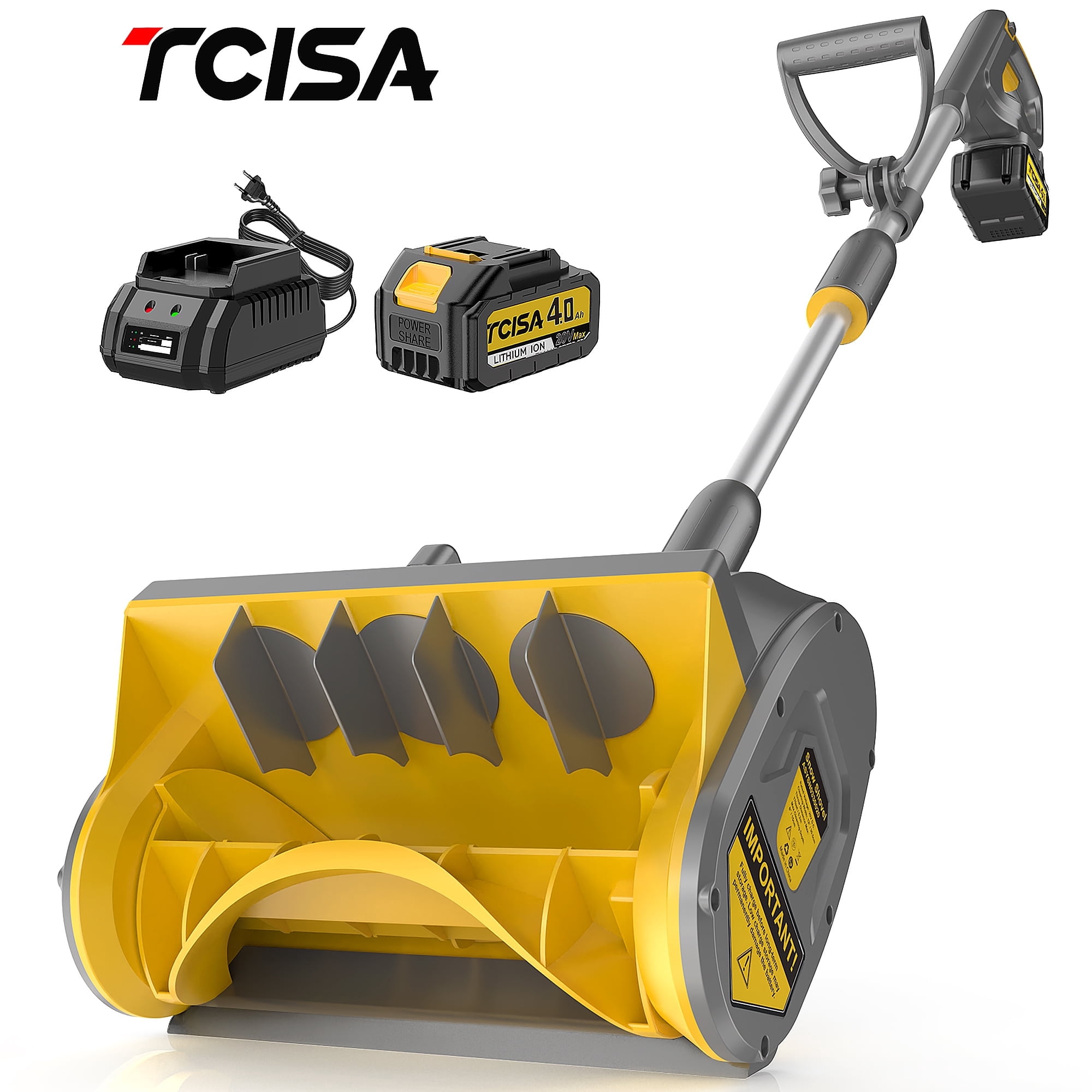 Tcisa 12" Electric Snow Shovel Cordless with 20V 4Ah Battery ...