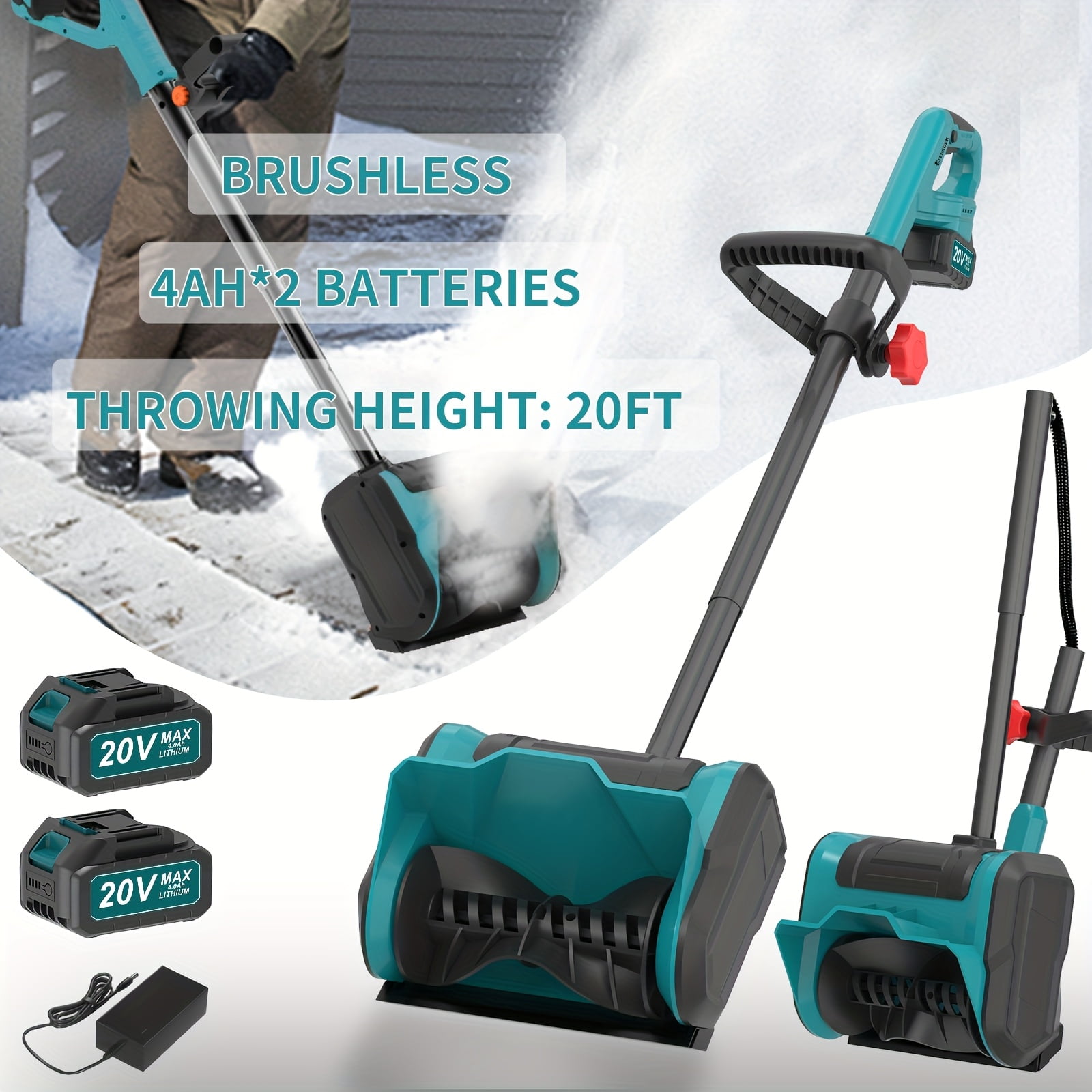 Cordless Snow Shovel With Brushless Motor, Clearing Width & Depth, Snow ...