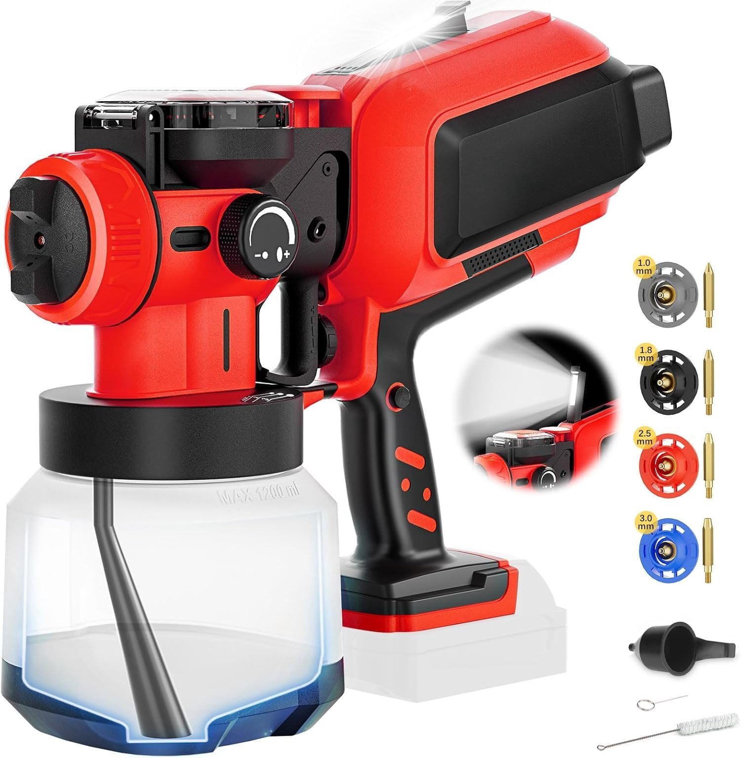 Cordless Sprayer for 18V, 70000RPM Auto HVLP Handheld Sprayers with ...