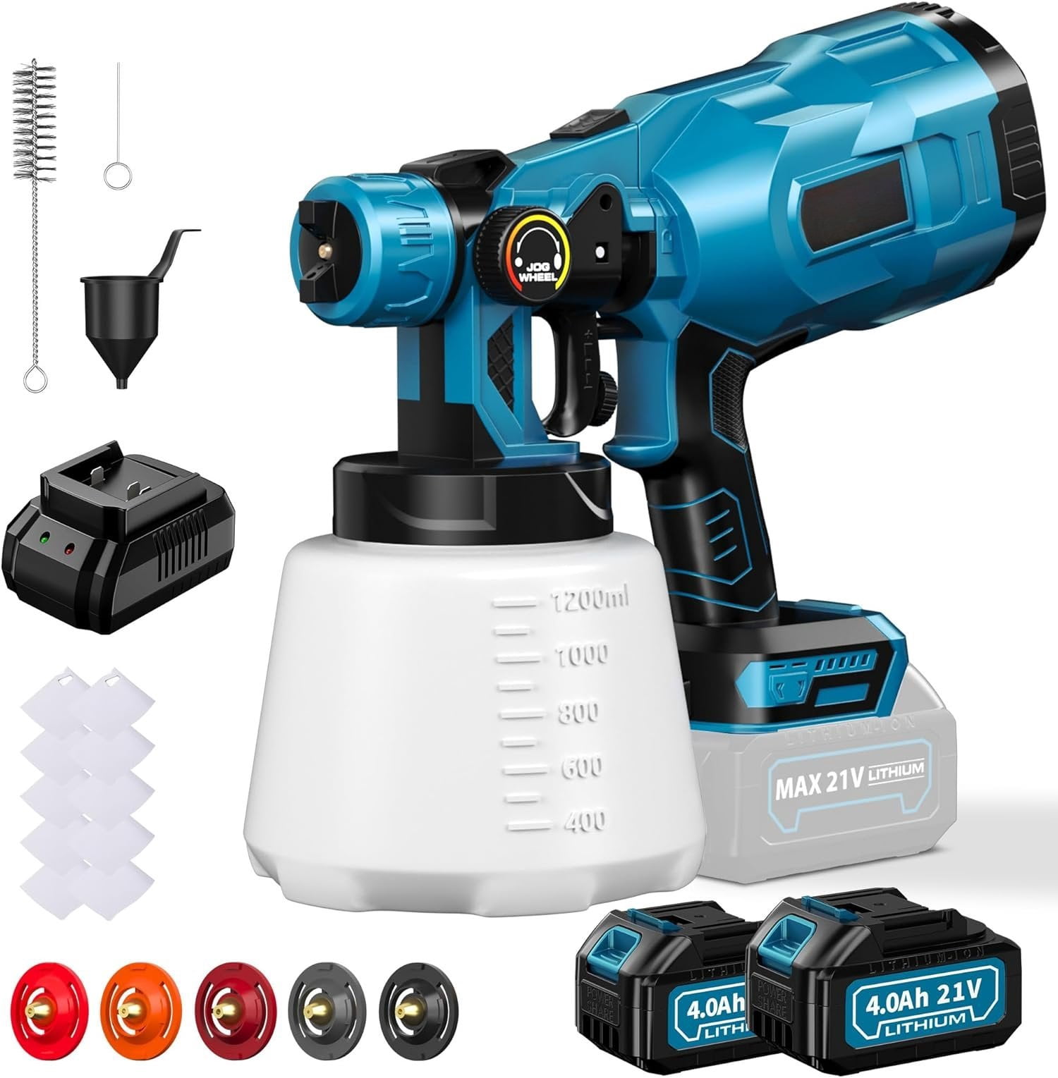 Cordless Sprayer with 2x4000mAh , 1000W High Power HVLP Sprayer with ...
