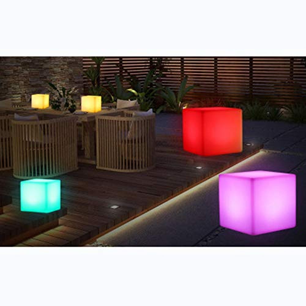Cordless Square Cube Changing LED Color Light Up Stool, Outdoor Indoor ...
