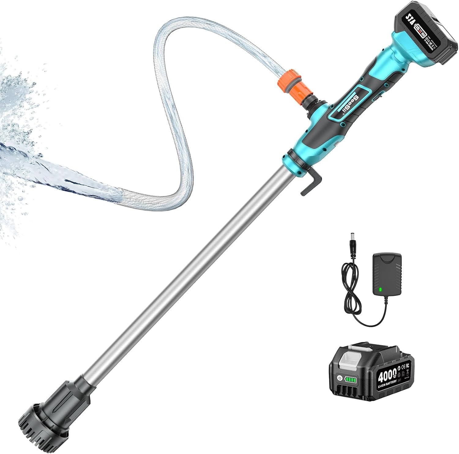 Cordless Stick Water Transfer Pump, with 4000mAh 21V Battery & Charger ...