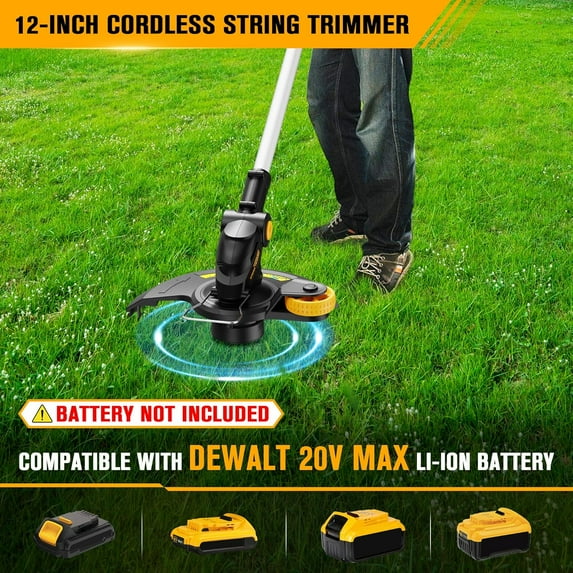 Cordless String Trimmer Compatible with Dewalt 20V Battery, 12-Inch ...