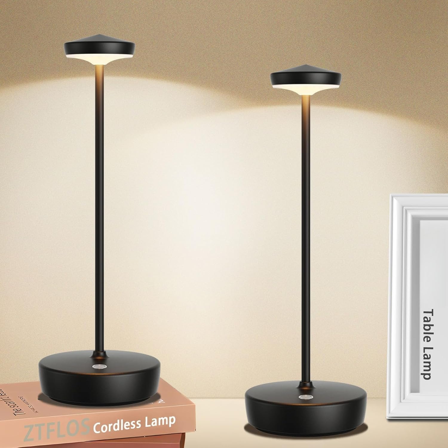 Cordless Table Lamp, 5000mAh - Touch Control 3-Level Brightness with ...