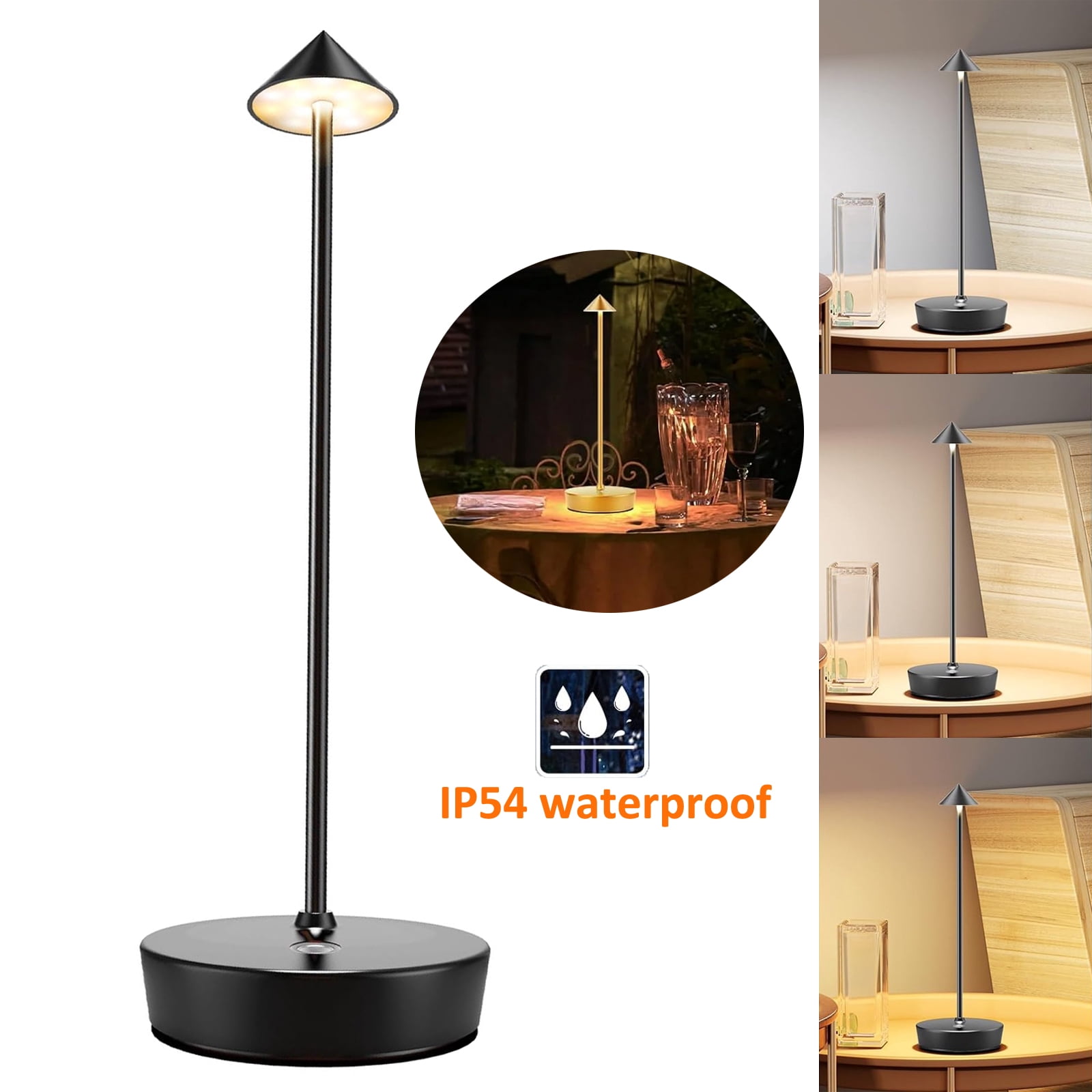 Cordless Table Lamp，6000mAh Battery Portable LED Desk Lamp,3 Color ...
