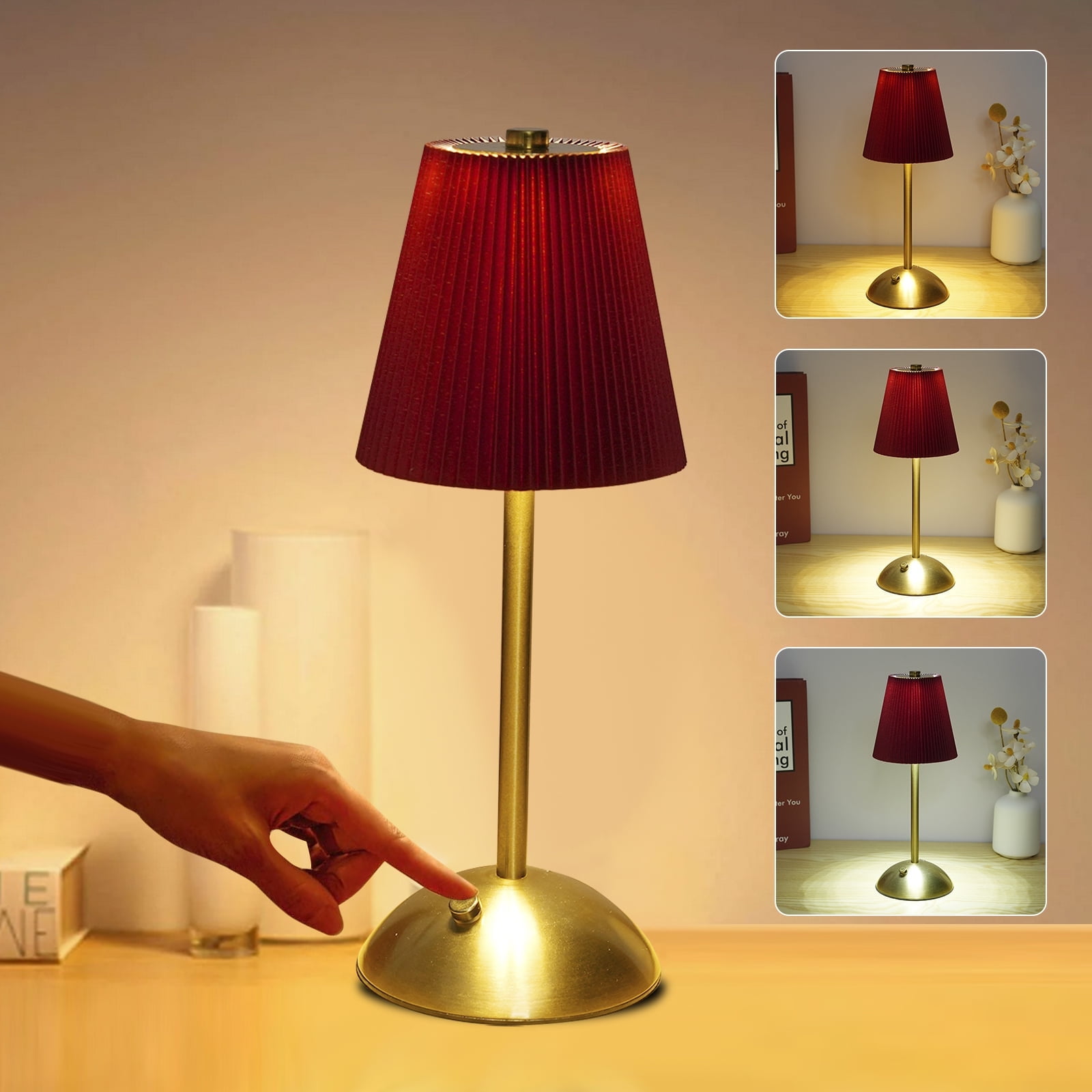 Cordless Table Lamp, Modern Touch Control LED Desk Lamp, 3 Colors ...