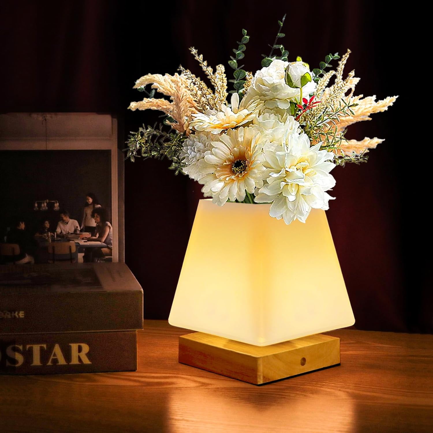 Cordless Table Lamp, Novelty Small Table Lamp for Bedroom,Vintage Style ...