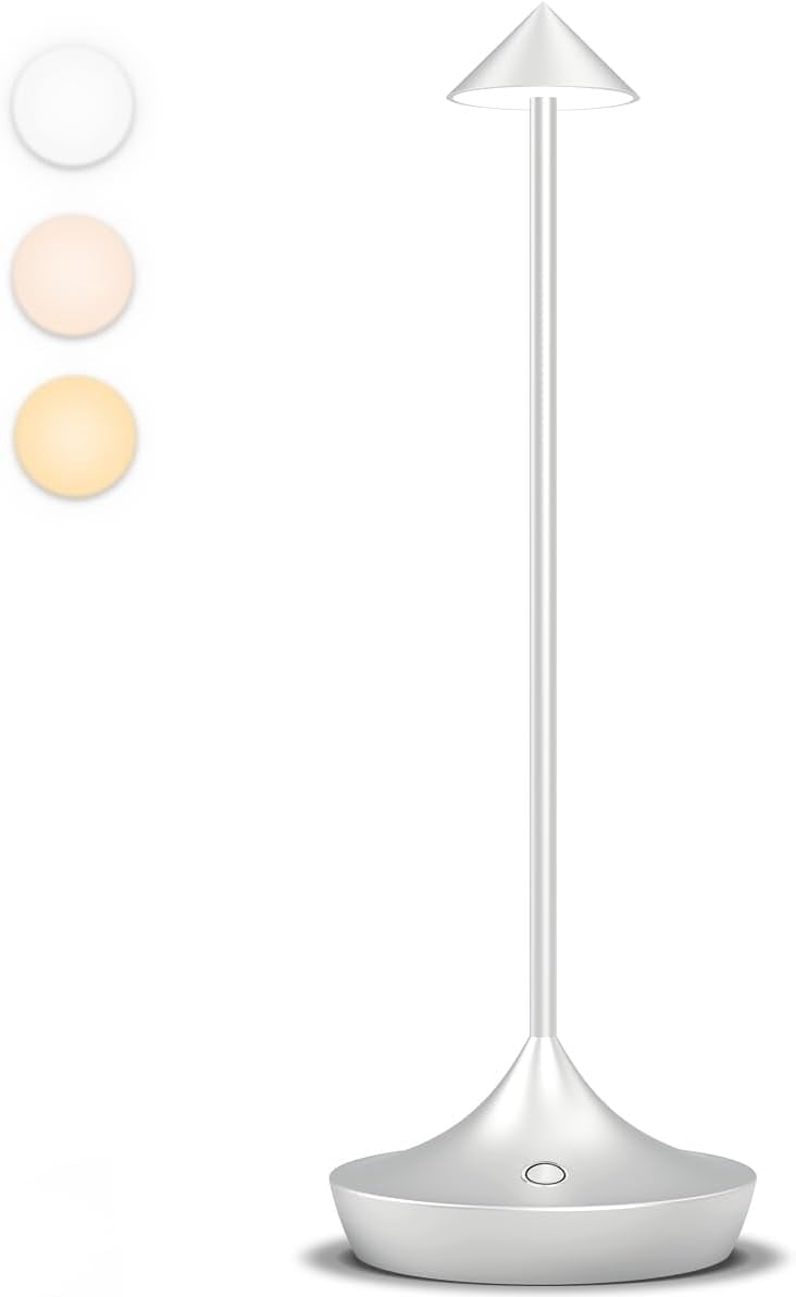 Cordless Table Lamp Rechargeable, 6000mAh Battery Operated LED Desk ...