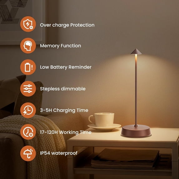 Cordless Table Lamp Rechargeable, Battery Operated 6000mAh Desk Lamp ...