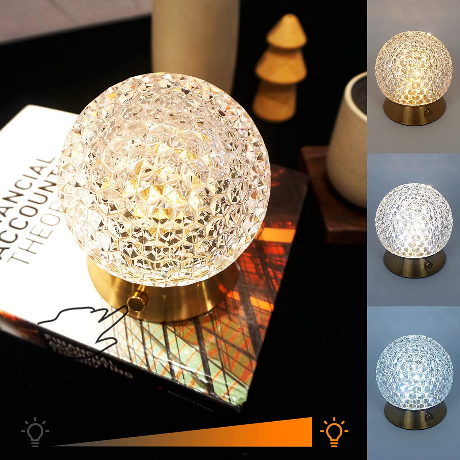 Cordless Table Lamp, Rechargeable Battery Operated Lamp, 3 Color Modes ...