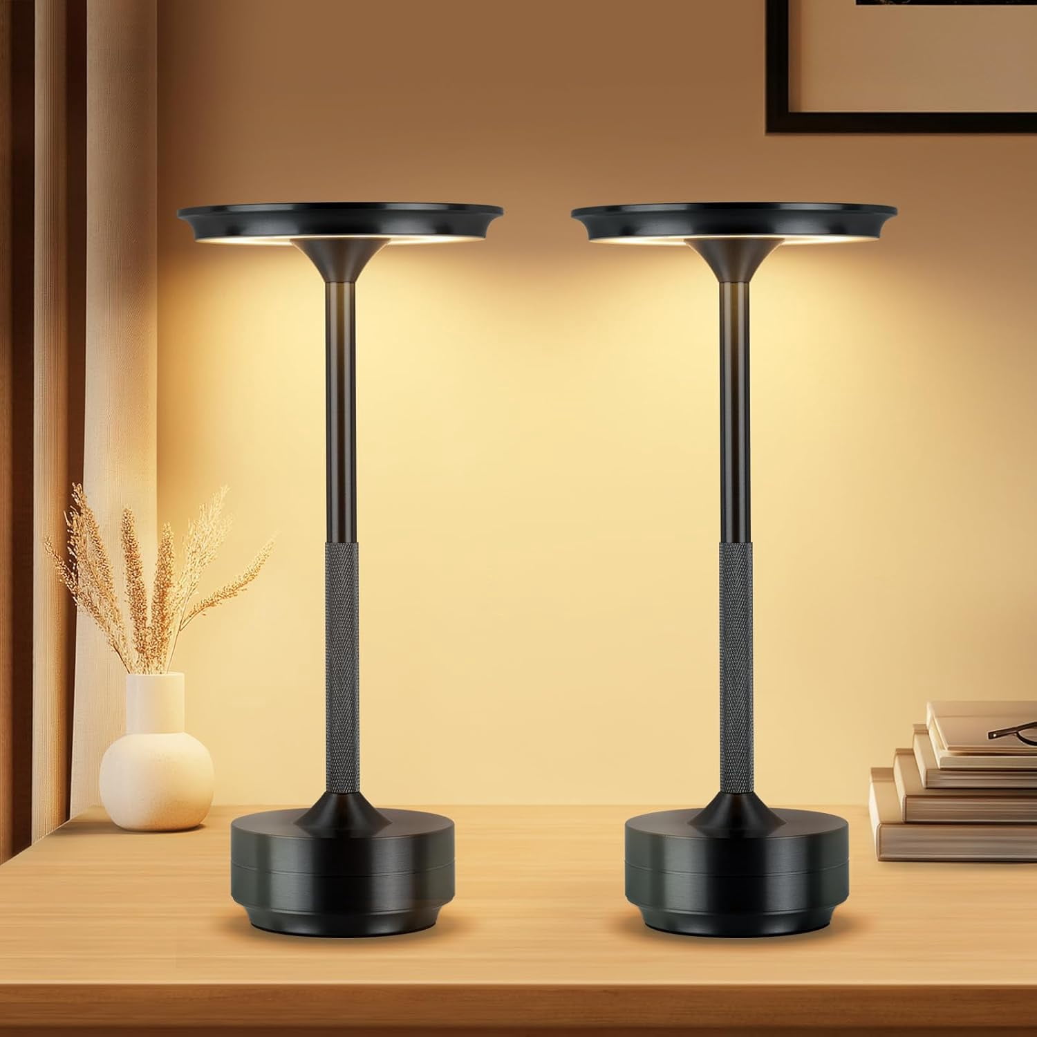 Cordless Table Lamp Rechargeable Set of 2, 5200mAh Battery Operated ...