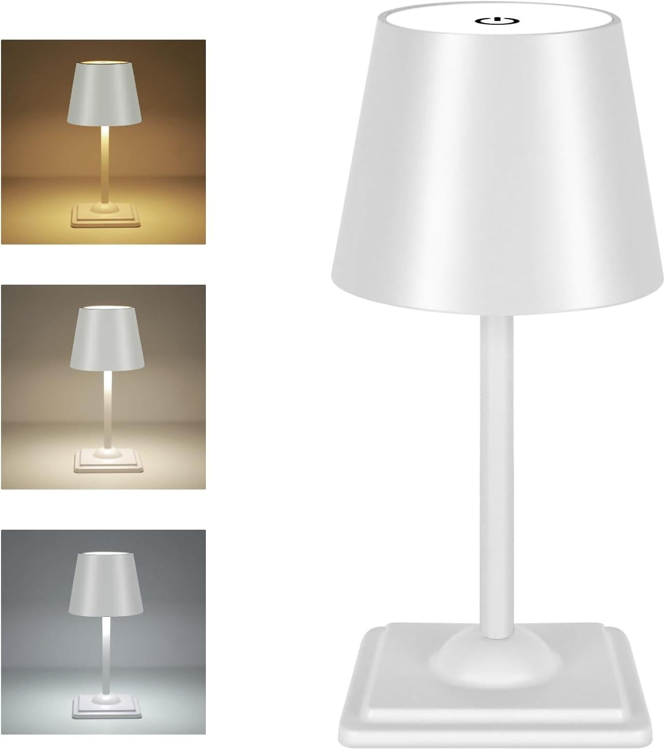 Cordless Table Lamp,Small Rechargeable Lamps for Bedroom,3 Color ...