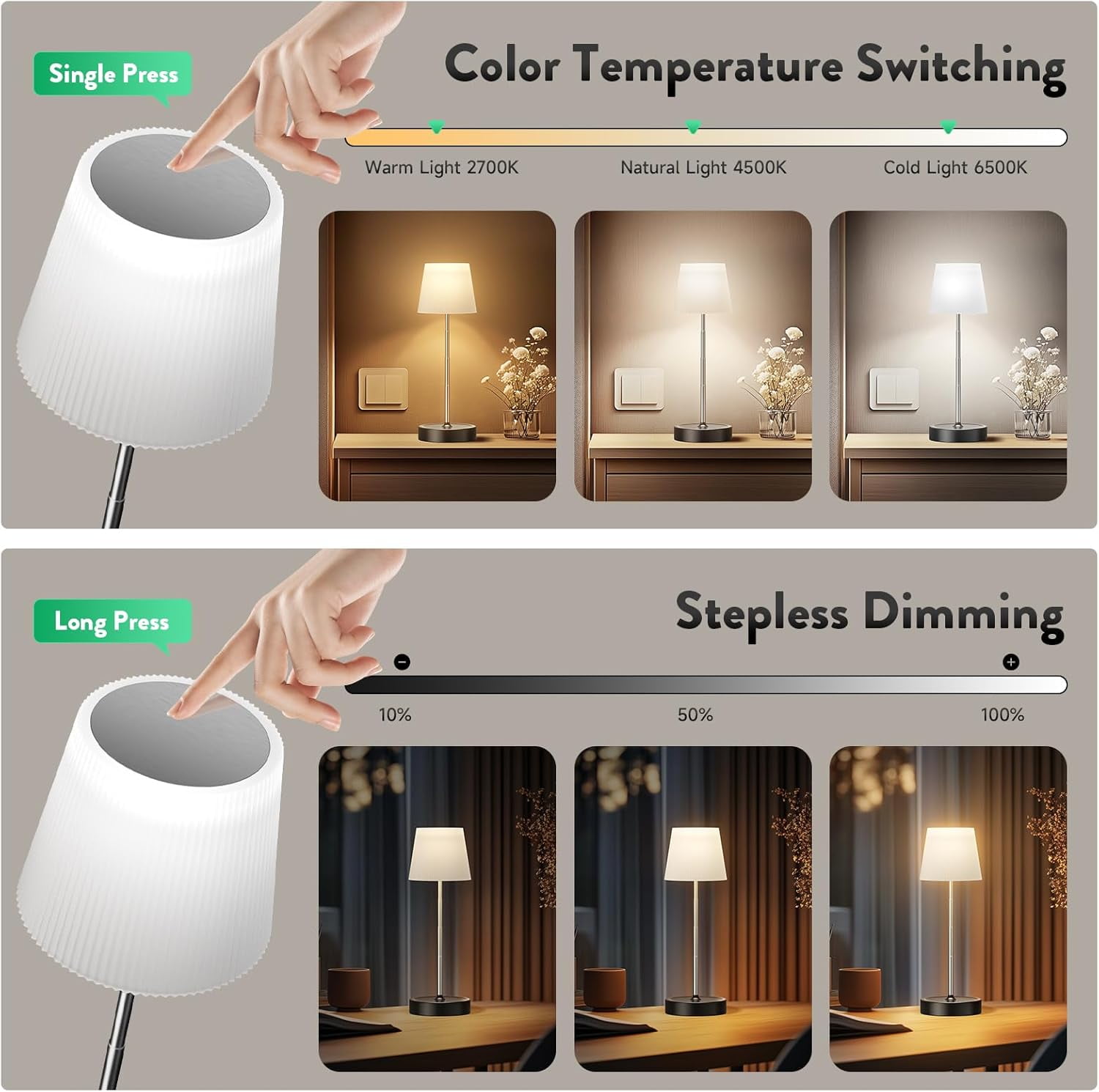 Cordless Table Lamps, Portable Retractable Light Pole Desk Lamp ...