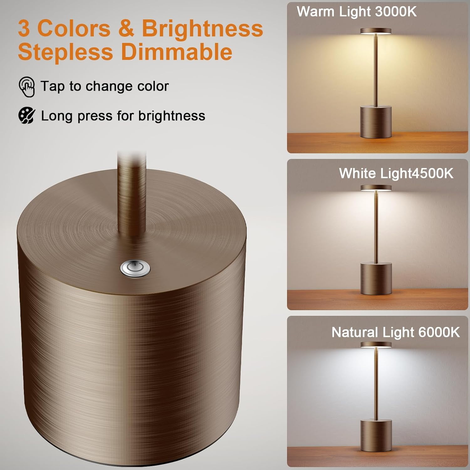 Cordless Table Lamps Rechargeable,Battery Operated Led Table Light ...