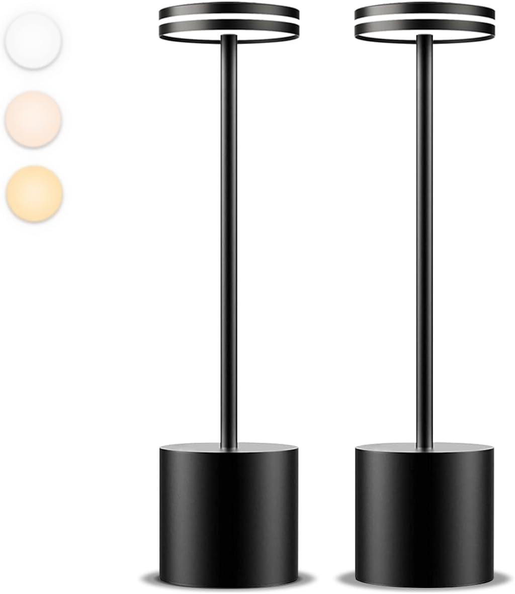 Cordless Table Lamps Rechargeable Set of 2, 5000mAh Battery Operated ...