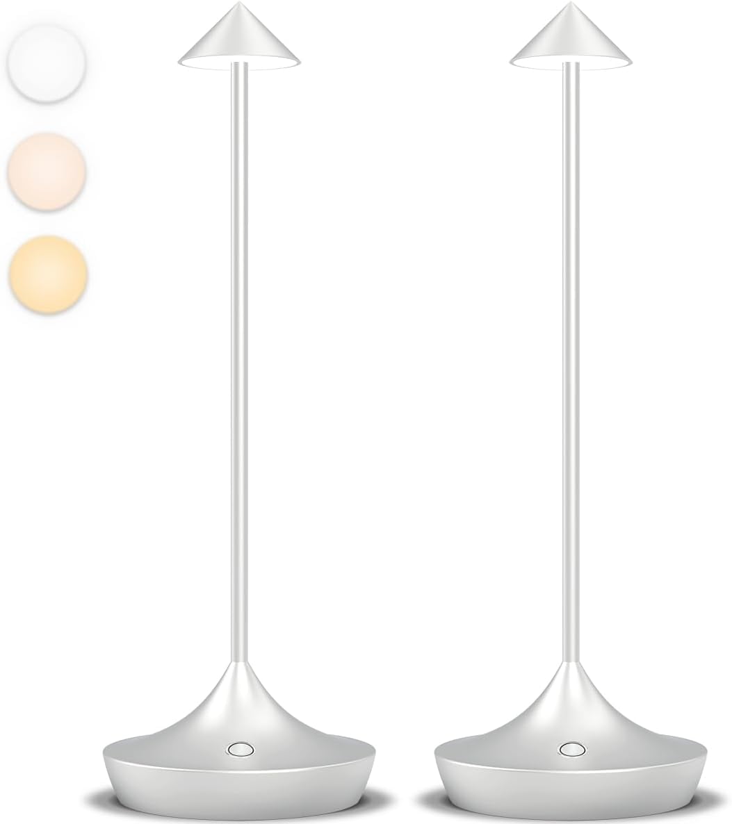 Cordless Table Lamps Rechargeable Set of 2, 6000mAh Battery Operated ...