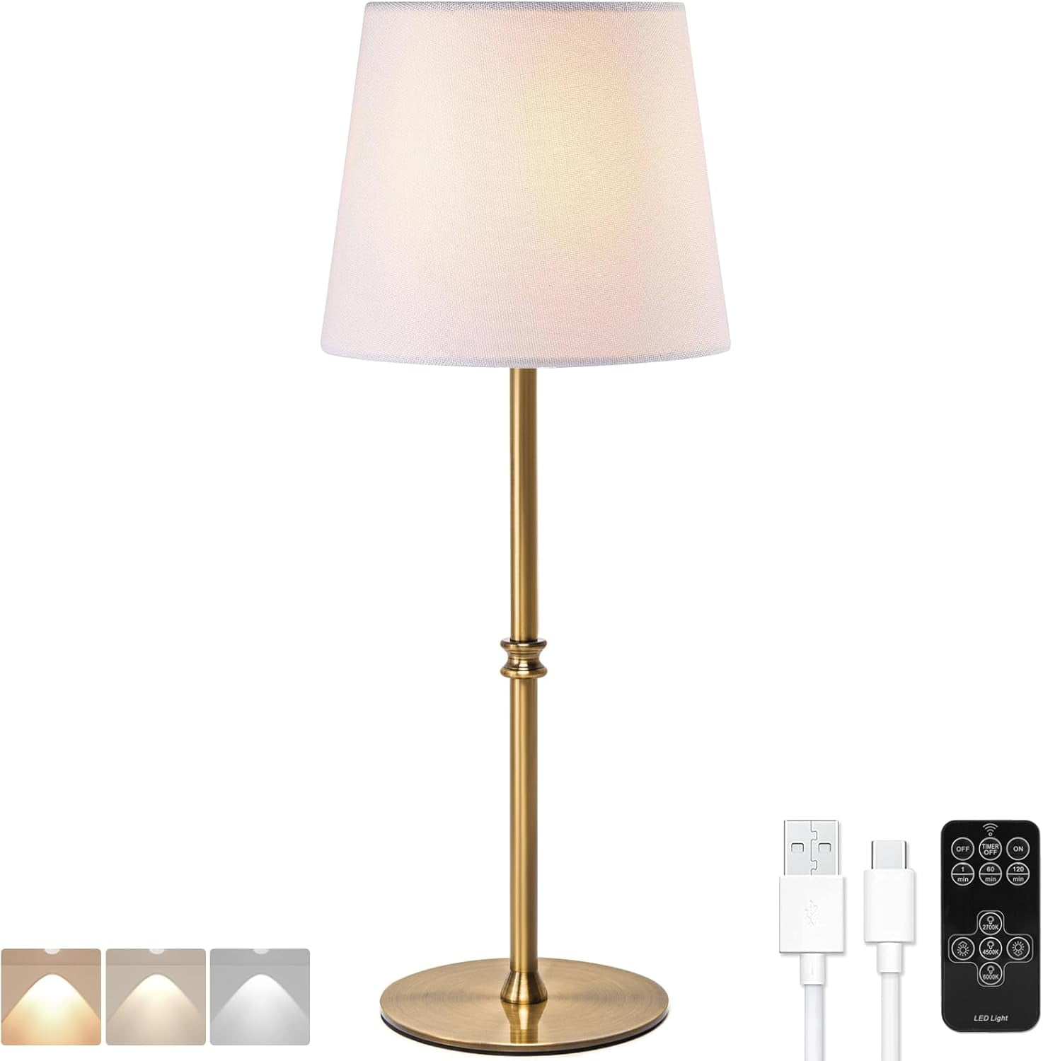 Cordless Table Lamps,Remote Control,Soft Warm 2700K-6000K,Rechargeable ...