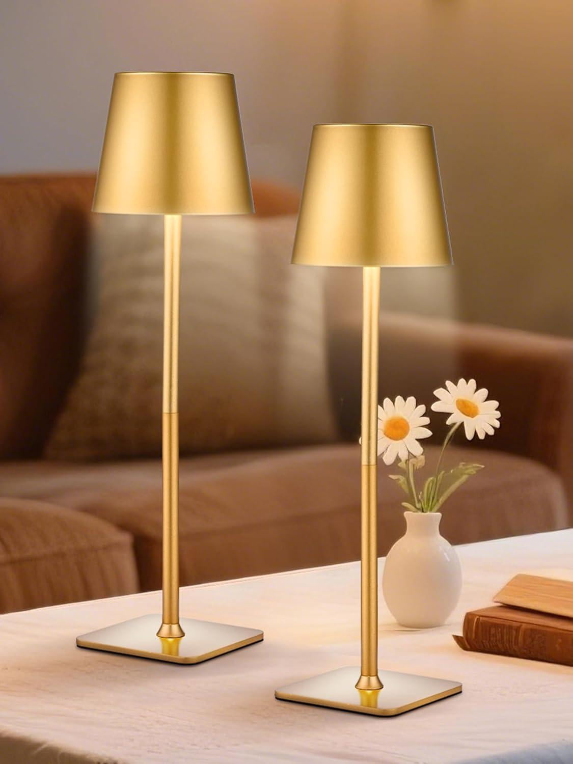 Cordless Table Lamps Set of 2,6000mAh Battery Operated Lamp,Dimmable+3 ...