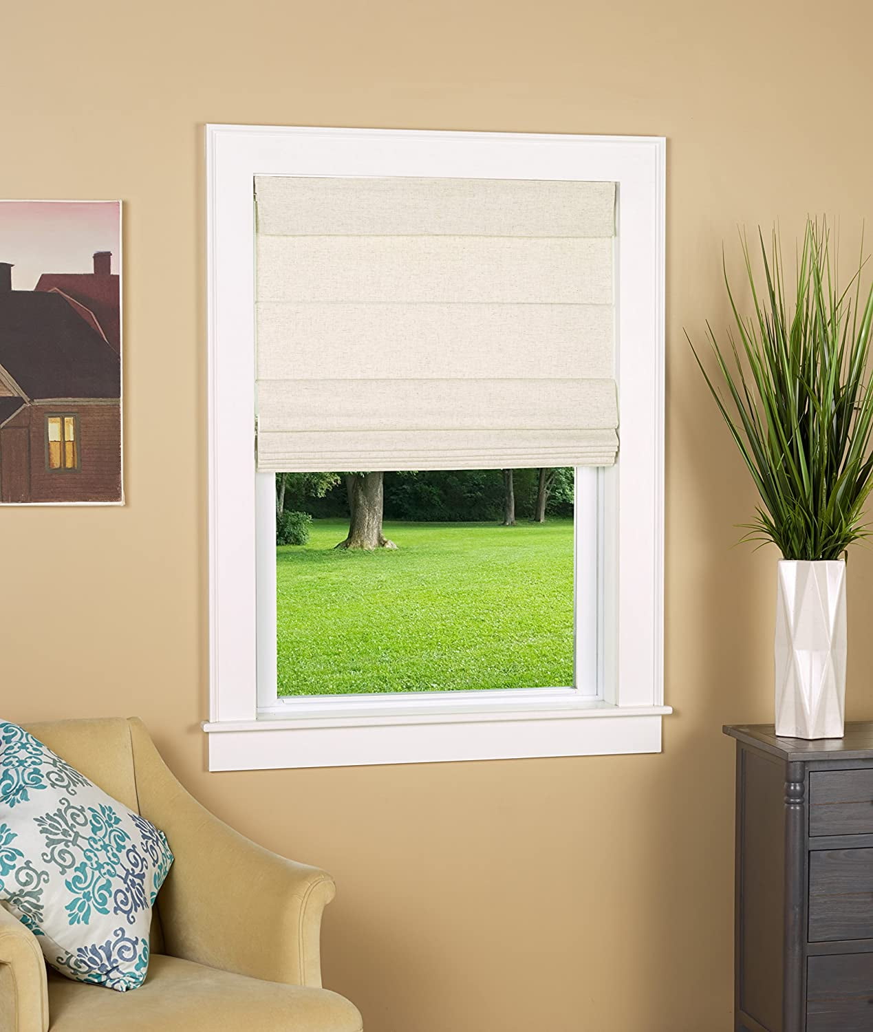 Cordless Thermal Backed Top Down Bottom Up Roman Shade 27" W x 64" L ...