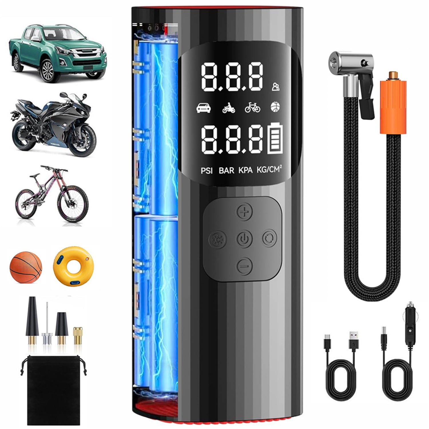 Cordless Tire Inflator Portable Air Compressor,150 PSI Air Pump for Car ...