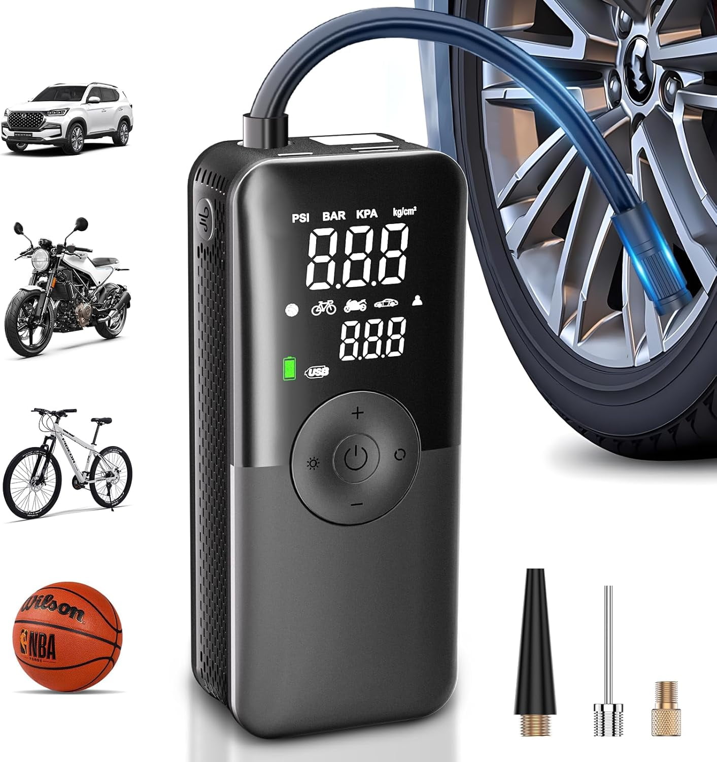 Cordless Tire Inflator Portable Air Compressor,Car Tire Pump with ...