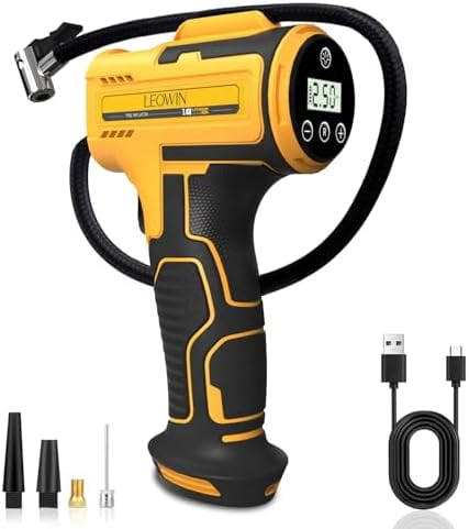 Cordless Tire Inflator Portable Air Compressor Pump - 150PSI Handheld ...