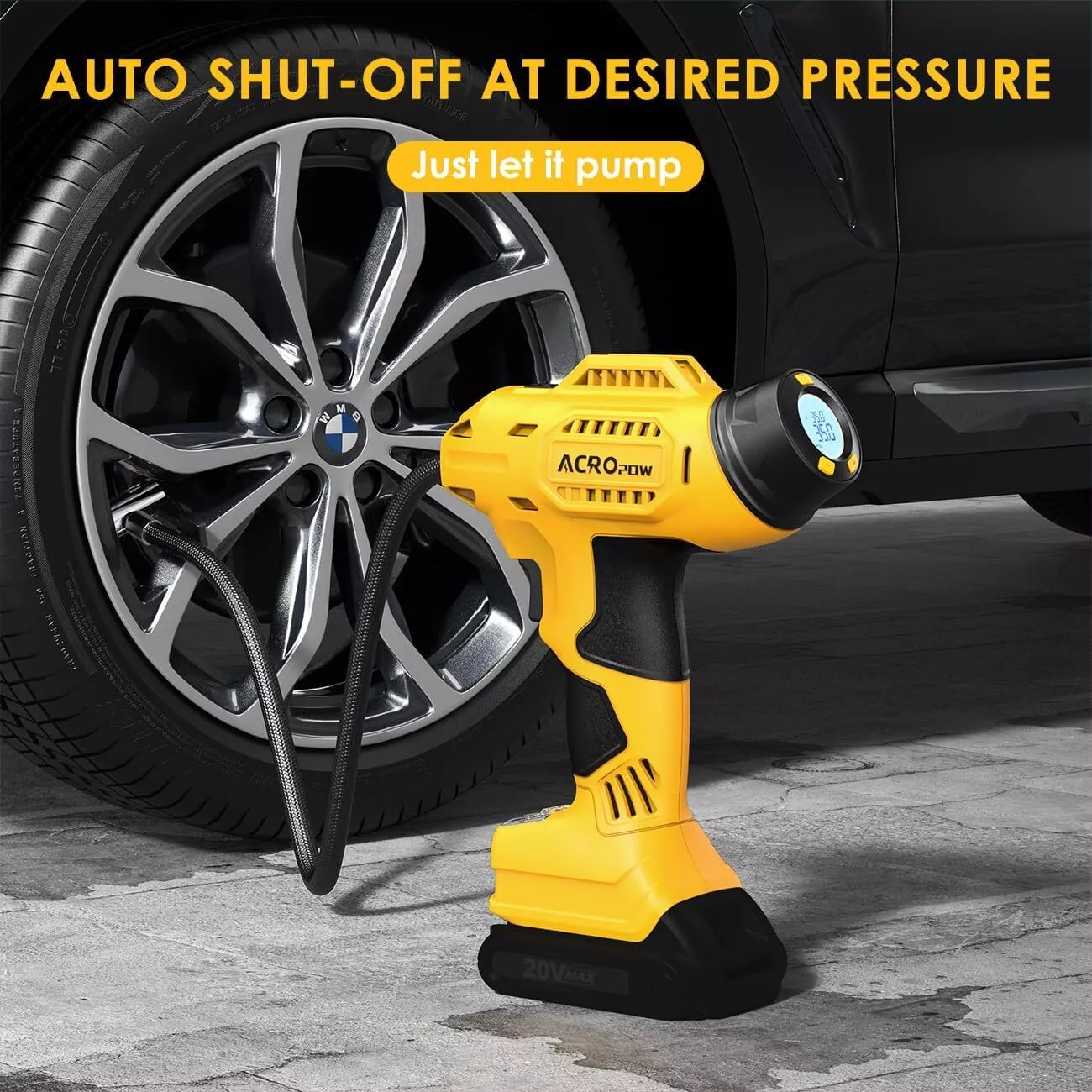 Cordless Tire Inflator Portable Air Compressor Tire Pump for Dewalt 20V ...