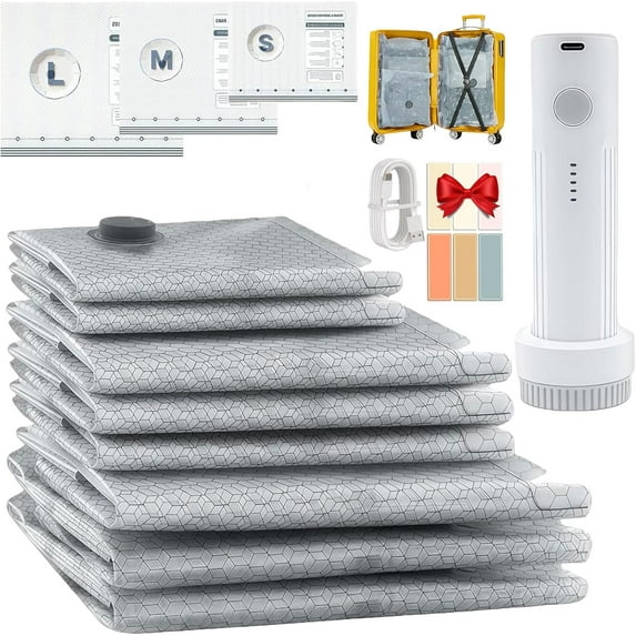 Cordless Travel Vacuum Storage Compression Bag with Rechargeable Air ...