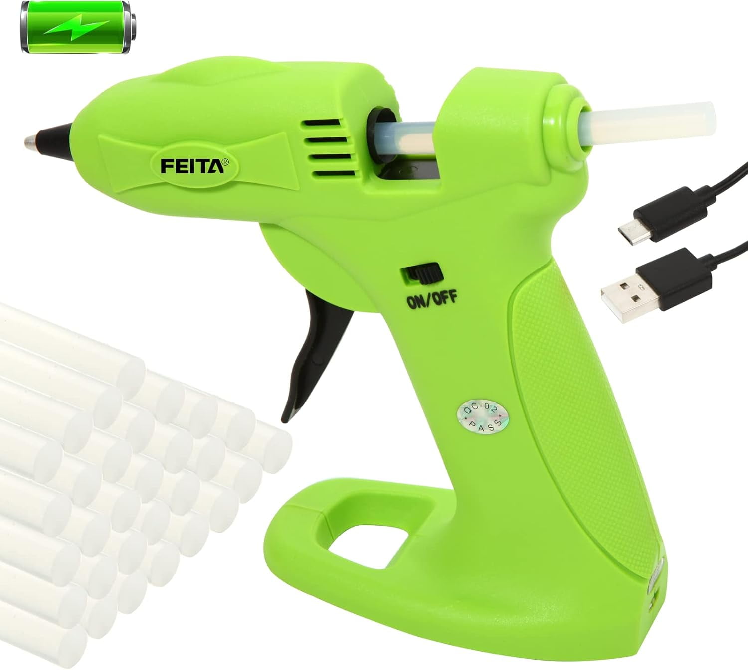 Cordless USB Rechargeable 2650mAh Mini Wireless Hot Melt Glue Gun Kit ...